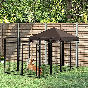 PawHut Dog Kennel Outdoor with Waterproof Canopy, Dog Run with Galvanized Chain Link, Secure Lock, for Backyard and Patio, Large and Medium Sized Dogs, 9.3' x 4.6' x 5.2'