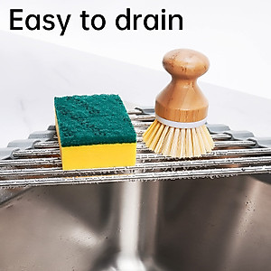 Silicone Faucet Splash Guard and Triangle Roll-Up Dish Drying Rack, Multifunctional Kitchen Drain Storage Tool