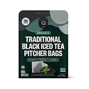 FGO Organic Black Iced Tea, Eco-Conscious Tea Bags, 36 Pitcher Bags, Packaging May Vary (Pack of 1)