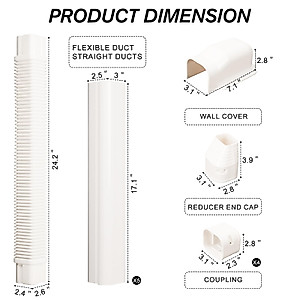 BEWAVE 3" 10 Ft AC Line Cover Kit, Decorative PVC Tubing Cover Kit for Mini Split Air Conditioners and Heat Pumps