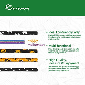 EASY ROAD 250 Pack Biodegradable Paper Straws Bulk - Watermelon Print for Party Supplies, Birthday, Wedding, Bridal/Baby Shower Decorations and Holiday Celebrations