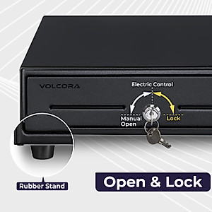 13" Cash Register Drawer for Point of Sale (POS) System with 4 Bill 5 Coin Cash Tray, Removable Coin Compartment, 24V, RJ11/RJ12 Key-Lock, Media Slot, Black - for Stores, Shops, and Businesses