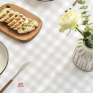 Horaldaily Easter Tablecloth 60x84 Inch, Spring Flower Buffalo Plaid Bunny Table Cover for Party Picnic Dinner Decor