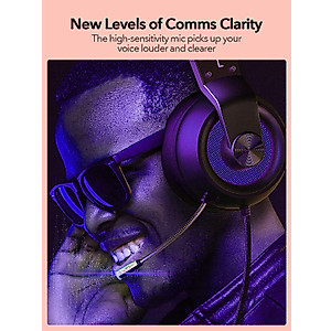 Wired Gaming Headset with Microphone for PC, 50mm Drivers, Inline Volume Control, Over Ear Gaming Headphones with LED, Noise Cancelling Kids Gaming Headsets for Laptop, Computer, PS5, PS4, Xbox One