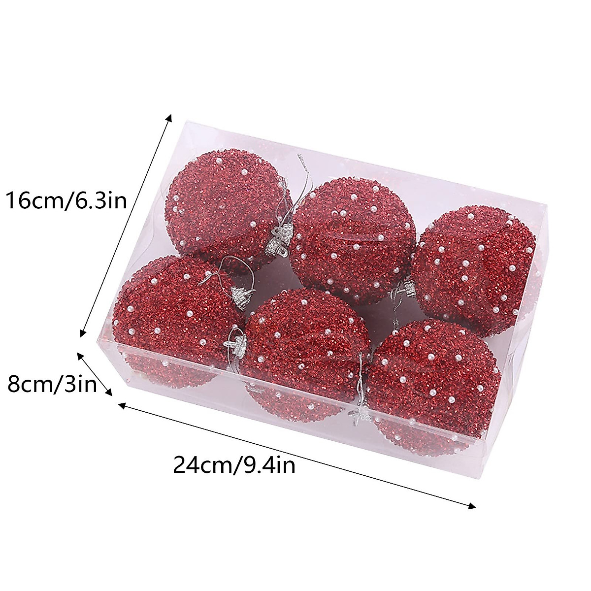 QAZIUY 6Pcs Christmas Balls Ornaments for Xmas Tree Christmas Tree Accessories 3.14" Christmas Ball Design Holiday Party Christmas Tree for Christmas, Holiday, Wreath & Party Decorations