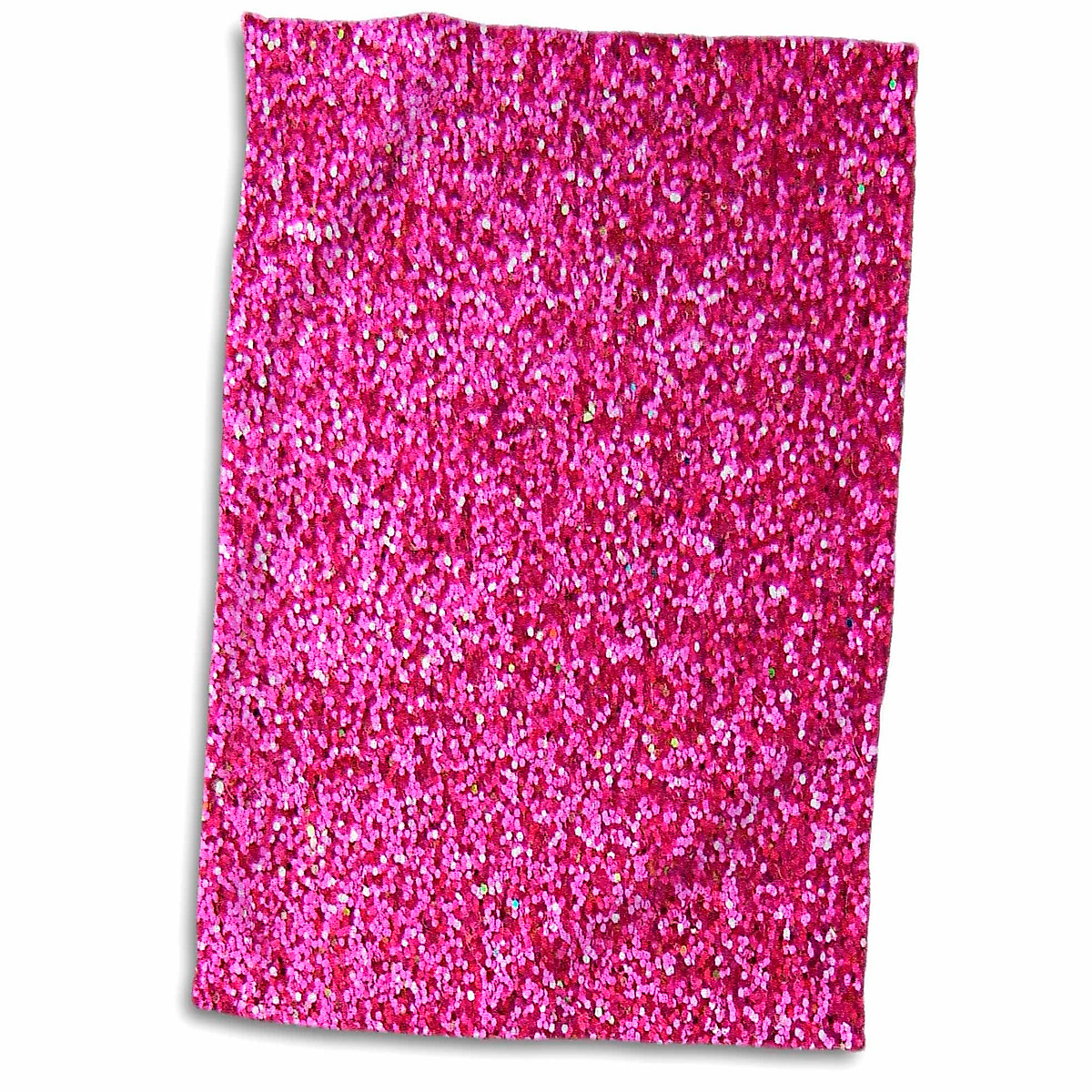 3D Rose Hot Pink Faux Glitter-Photo of Glittery Texture-Girly Trendy-Glamorous Sparkly Bling Effect Hand/Sports Towel, 15 x 22