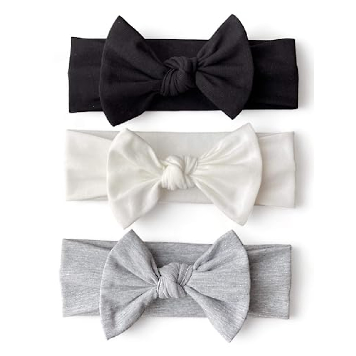 BABYGIZ Baby Girl Headbands-Infant,Toddler Cotton Handmade Hairbands with Bows Child Hair Accessories (Black, White, Gray)