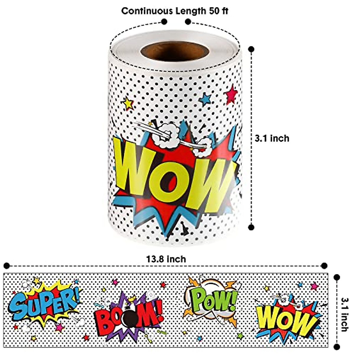 Bulletin Board Borders, Bulletin Board Decorations White Straight Paper Border Trim for Classroom Chalkboard Whiteboard Themed Carnival Party Decoration, 50ft