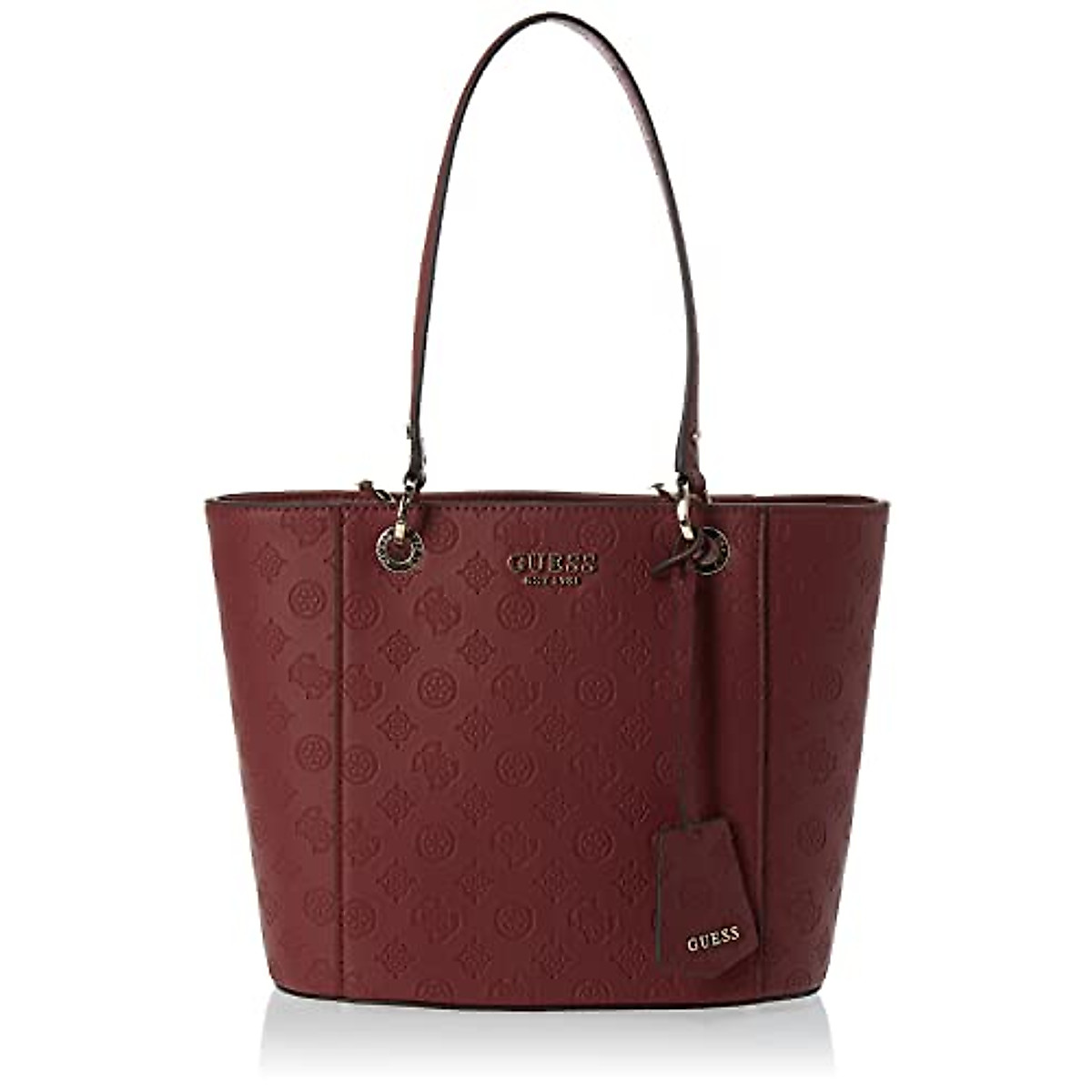 GUESS Womens Noelle Small Elite Tote Shoulder Bag, Merlot Logo, One Size US