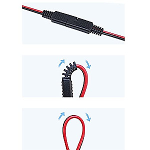 Halokny SAE Double Head with Dustproof and Waterproof Cover SAE Extension Cable, SAE Conversion Wirel 14AWG for SAE Plug of Automobile and Solar Panel (3Ft / 1M)