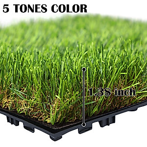 XLX TURF Interlocking Artificial Grass Square Tiles, Fake Grass Pad for Dogs Potty Training Indoor Outdoor Patio Balcony, 12x12 Inch, 6 Pack