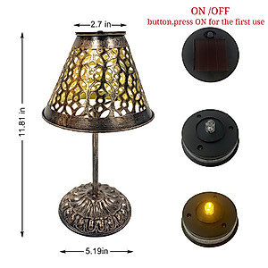 FLJZCZM Solar Lanterns Lights Outdoor Lantern Hanging Garden Metal Bronze Retro Light Battery Table Lamp Decorative Yard Camping Waterproof (Antique Bronze)