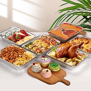 Thanksgiving Aluminum Food Containers with Lids, Thanksgiving Leftover Containers 48 PCS Disposable Turkey Tin Foil Pans Thanksgiving Party Supplies