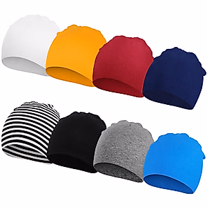 DRESHOW BQUBO 8 Pack Baby Hat Beanies Infant Toddler Hats for Boys Newborn Soft Cute Knit Hospital Hats for Babies Boys Beanie Cap