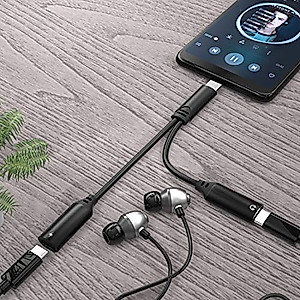 USB C Headphone and Charger Adapter,Audio Charge & Music Type C Splitter Audio and Charging Adapter Support Fast Charging,Call,Music, Compatible for Google Pixel/Huawei/Samsung