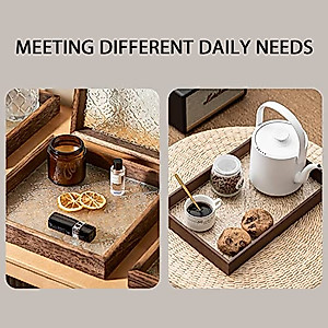 Serving Food Trays - 2 Pack Wood Trays for Serving Food - Food Trays Party Serving Trays and Platters for Breakfast, Coffee/Tea Table