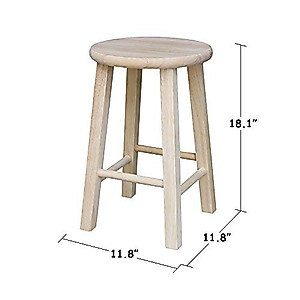 International Concepts 18-Inch Round Top Stool, Unfinished