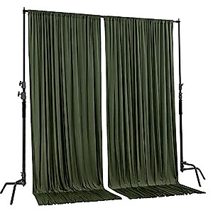 AK TRADING CO. 10 feet x 10 feet Olive Polyester Backdrop Drapes Curtains Panels with Rod Pockets - Wedding Ceremony Party Home Window Decorations