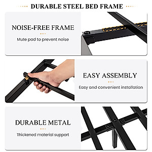 SHA CERLIN Full Size Metal Platform Bed Frame with Victorian Style Wrought Iron-Art Headboard/Footboard, No Box Spring Required, Black