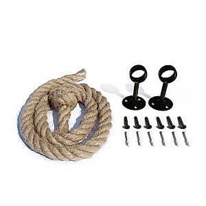 Perfeso.L 26'' Nautical Rope Towel Bar Wall Mounted Black Coastal Towel Rack Unique Knot for Nautical Bathroom Decor Bathroom Accessories Towel Holder