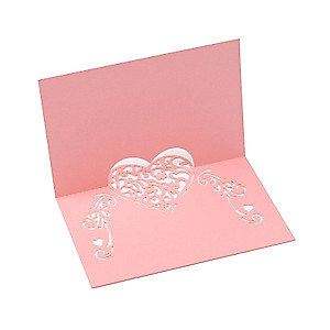 Wealrit 50 pcs 4.7"×3.5" Heart-Shaped Hollow Seating Cards Pink Table Place Cards Laser Cut Wedding Place Cards Small Tent Cards for Wedding Banquet Party Anniversary