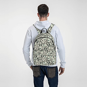 FeHuew 16 inch backpack US Dollar Money Laptop Backpack Full Print School Bookbag Shoulder Bag for Travel Daypack