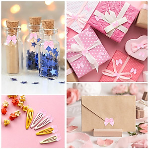 300Pcs Mini Ribbon Bows 1 Inch Small Pink Bows for Crafts Pink Satin Bow Flowers Pre-Tied Small Craft Bows Ribbon Satin Bows Mini Pink Bows for Crafts DIY Sewing Scrapbooking Wedding and Gift Wrapping