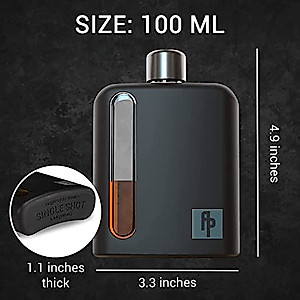 Ragproper Modern Glass Hip Flask - Glass Flask Bottle with Caps for Liquor & Spirits, Durable Liquor Glass Flask with Cork Lids, Pour Funnel, Black Silicone Flask Sleeve, Single Shot 100ml