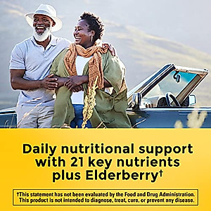 Nature Made Multi + Elderberry Capsules, Multivitamin for Daily Immune Support, One Per Day Multivitamin, 60 Count