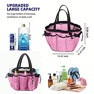 Moyad Large Mesh Shower Caddy Tote Large Tote Bag Beach Bag Hanging Travel Shower Caddy Portable Cleaning Caddy Shower Organizer Camping Accessories College Dorm Room Essentials for Girls Women, Pink