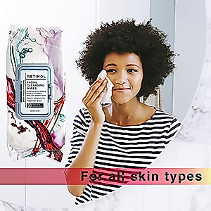 Face Wipes | Retinol Facial Cleansing and Gentle Make Up Remover Wipes - 2 Pack (50 Count Each) | Body Prescriptions