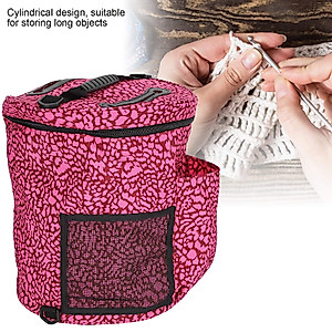 XHTLLO Crochet Bag, Cylindrical Knitting Bag Yarn Storage Organizer, Portable Yarn Organizer Crochet Bag with Detachable Carrying Strap, Crochet Supplies Gift