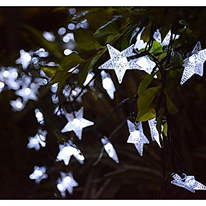 Homeleo Outdoor Solar Star String Lights, 50FT 120LED Solar Powered Twinkle Fairy Lights Waterproof for Garden, Fence, Umbrella, Canopy, Gazebo, Pergola, Balcony, Landscape, Christmas Decor, White
