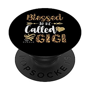 Womens Blessed To Be Called GIGI Cute Leopard Hearts Gifts PopSockets Swappable PopGrip