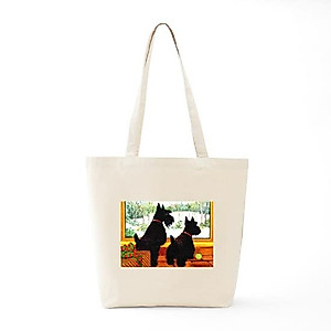 CafePress A Scotty Dog Christmas Tote Bag Natural Canvas Tote Bag, Reusable Shopping Bag