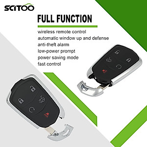 SCITOO 1 Pcs Remotes Key Fob for Cadillac ATS ATS-v Ct6 Ct6 Plug in for Cts Cts-v Cadillac Xts 2016-2020 433Mhz HYQ2EB