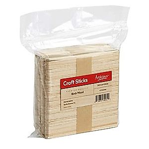 Popsicle Sticks for Crafts 200 Pcs 4.5 inch Wax Sticks Tongue Depressors Natural Wood Sticks Craft Sticks Popsicle Sticks for Food Ice Cream Sticks Cakesicle Sticks