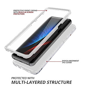 SURITCH Case for Galaxy S9, [Built-in Screen Protector] Full-Body Protection Shockproof Rugged Bumper Protective Cover for Samsung Galaxy S9 5.8 Inch (Gold Marble)