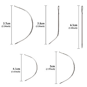 Lusecarl Needle and Thread for Hair Extensions 3 Rolls Hair Weave Sewing Threads with 10 Pcs C J I Shape Curved Upholstery Needles for Hand Sewing, Hair Extensions, Making Wigs DIY (10+3, Black)