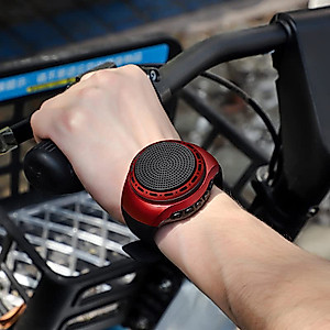 OriDecor Wireless Wearable Waterproof Wrist Portable Bluetooth Speaker Watch with Multi Function FM Radio & MP3 Player & TWS & Selfie & Ultra Long Standby Time for Running, Hiking, Riding（Red）