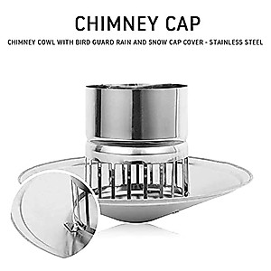 HOFFTI Stainless Steel Chimney Cap, Roof Windproof Rain Cap Mushroom Shaped Hood Kitchen Hood Exhaust Pipe Smoke Cap, Anti Downdraught Bird Guard Top Chimney Cowl Cap (Size : 125mm)