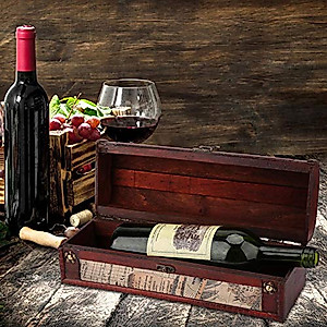 Hztyyier Vintage Wooden Wine Bottle Box with Antique Finish, Wood Bottle Wine Case, Red Wine Champagne Single Bottle Packing Storage Box