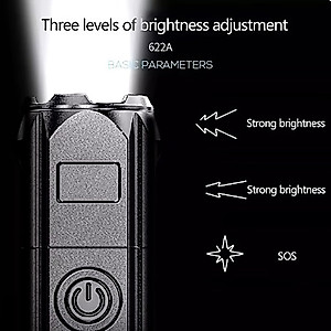 Cenbini 2PCS Peachloft Flashlight, Powerful LED Flashlight, Waterproof Zoom 3 Lighting Modes USB Rechargeable Torch for Outdoor Hiking Emergency (Gray Black)