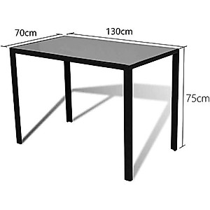 IDS Home Rectangular with Metal Legs for 4/6 Persons Transparent Glass Top Kitchen Dining Table, 51.2", Black