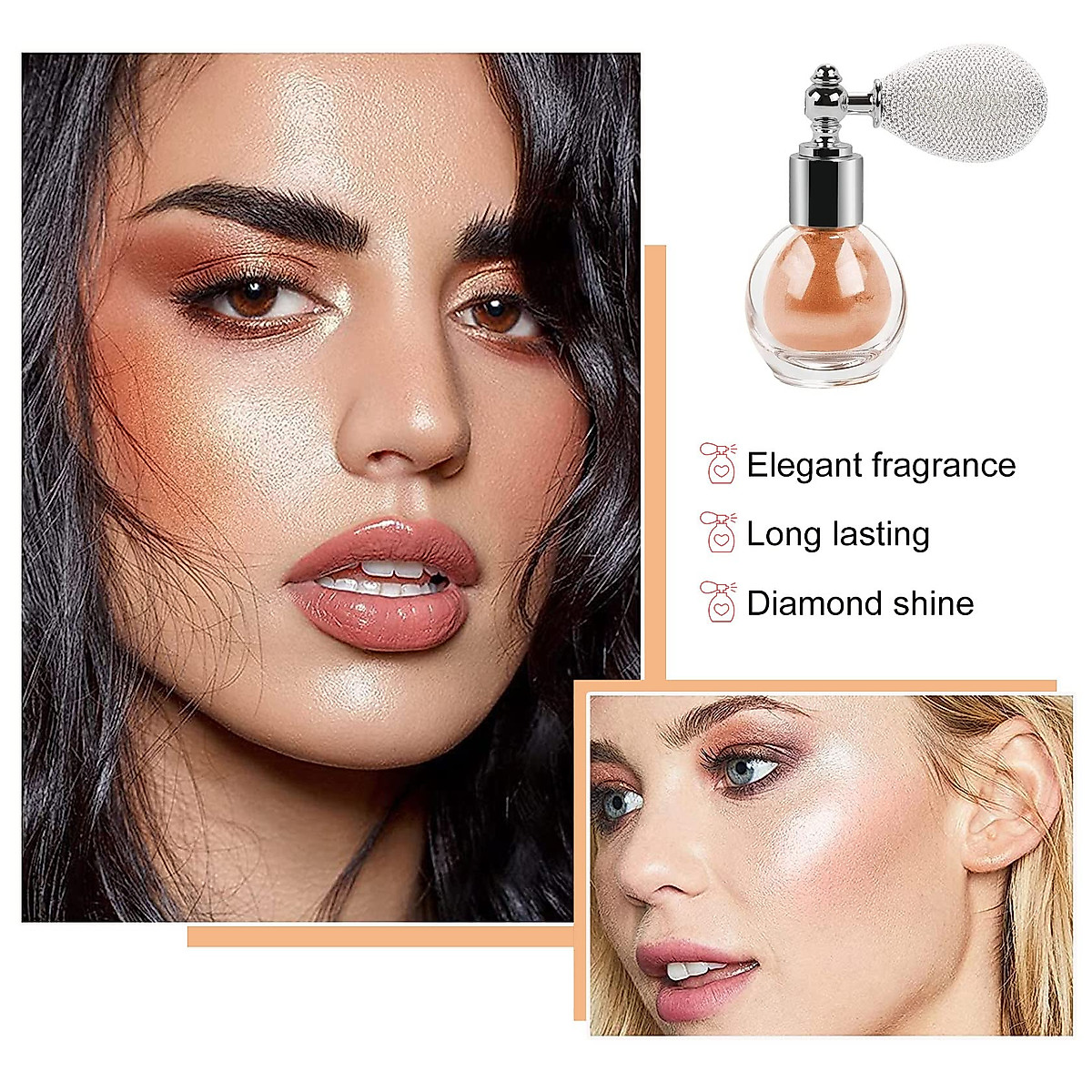 Body Glitter Spray Highlighter Powder Spray Glitter Shimmer Sparkle High Gloss Makeup Glitter Body Spray for Hair Face and Body Cosmetic - Bronzer