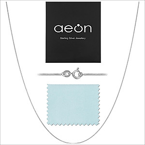 Aeon Jewellery 925 Sterling Silver Necklace - 1mm Diamond Cut Curb Chain Necklace | 16" Chain | For Layered Looks, Gifts or Pendant Replacements | Polishing Cloth & Pouch Bag Included