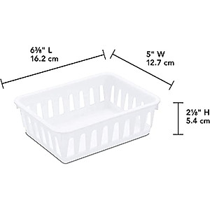 Tribello Mini Plastic Baskets for Organizing, White Drawer/Closet Storage Tray, Size 6 x 5 x 2 - Pack of 6 - Made in USA