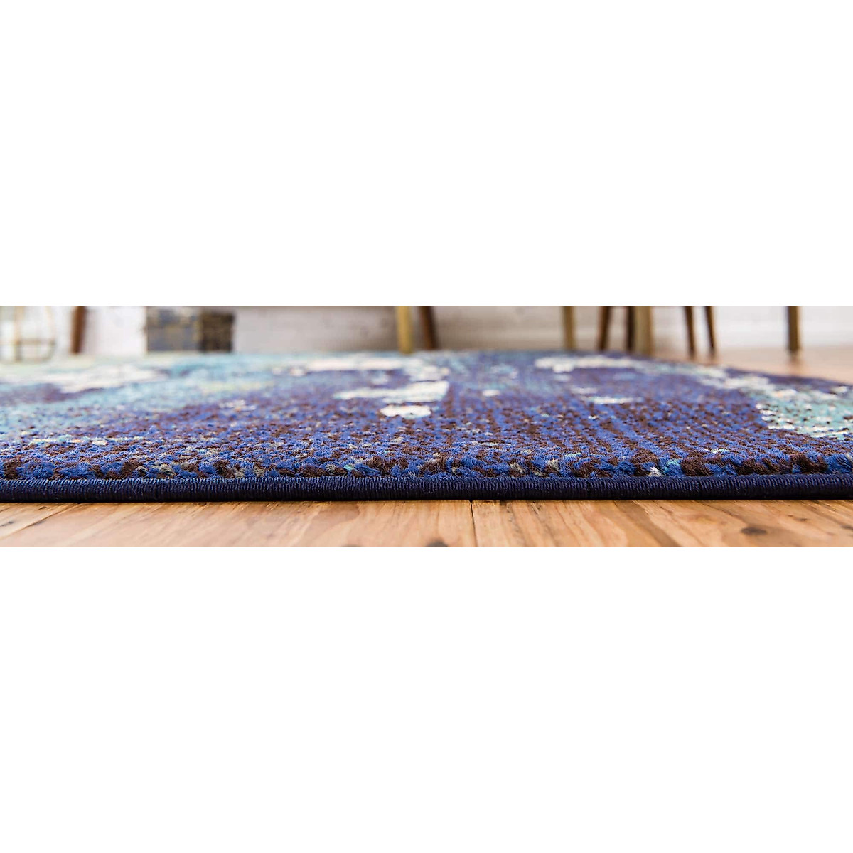 Unique Loom Estrella Collection Distressed, Landscape, Abstract, Modern, Earth Tones Area Rug (5' 0 x 8' 0 Rectangular, Navy Blue/Green)
