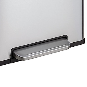 QUALIAZERO 60L/15.8Gal Heavy Duty Hands-Free Stainless Steel Commercial/Kitchen Step Trash Can, Fingerprint-Resistant Soft Close Lid, Rectangle Shape (60L Recycle)