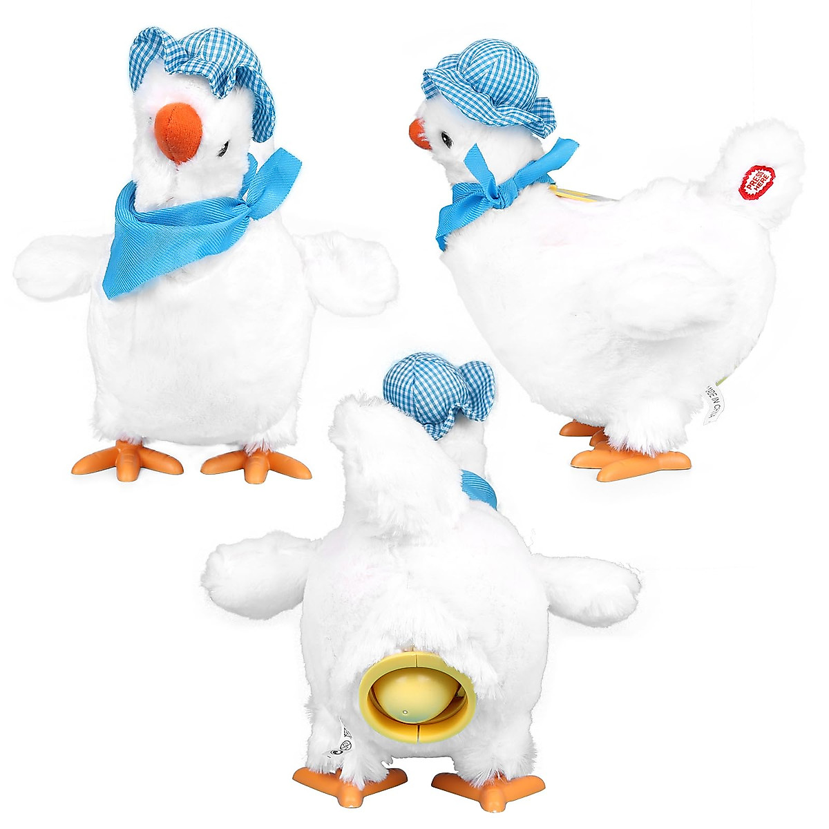 hbbhml Plush Electric Stuffed Laying Egg Chicken Toy Doll with Sound Music Easter for Boys Girls